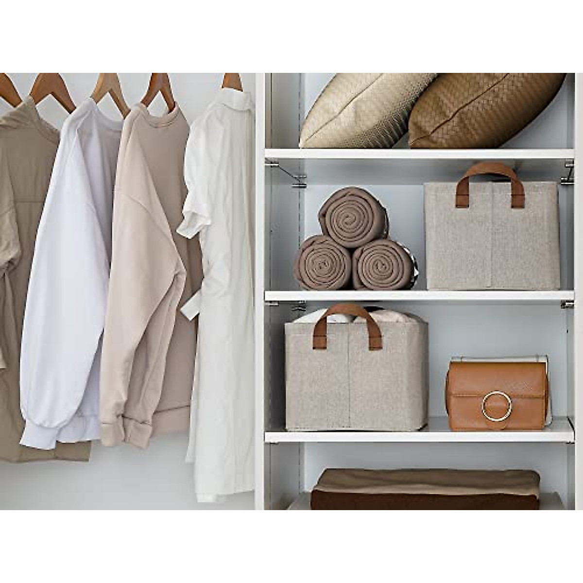 StorageWorks 2-Pack Storage Baskets for Shelves + 3-Pack Closet Baskets