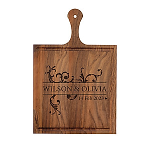 Personalized Cutting Board | Custom Cutting Board | Custom Cheese Board | Personalized Steak Board | Couple Cutting Board | Wedding Cutting Board (With Handle)