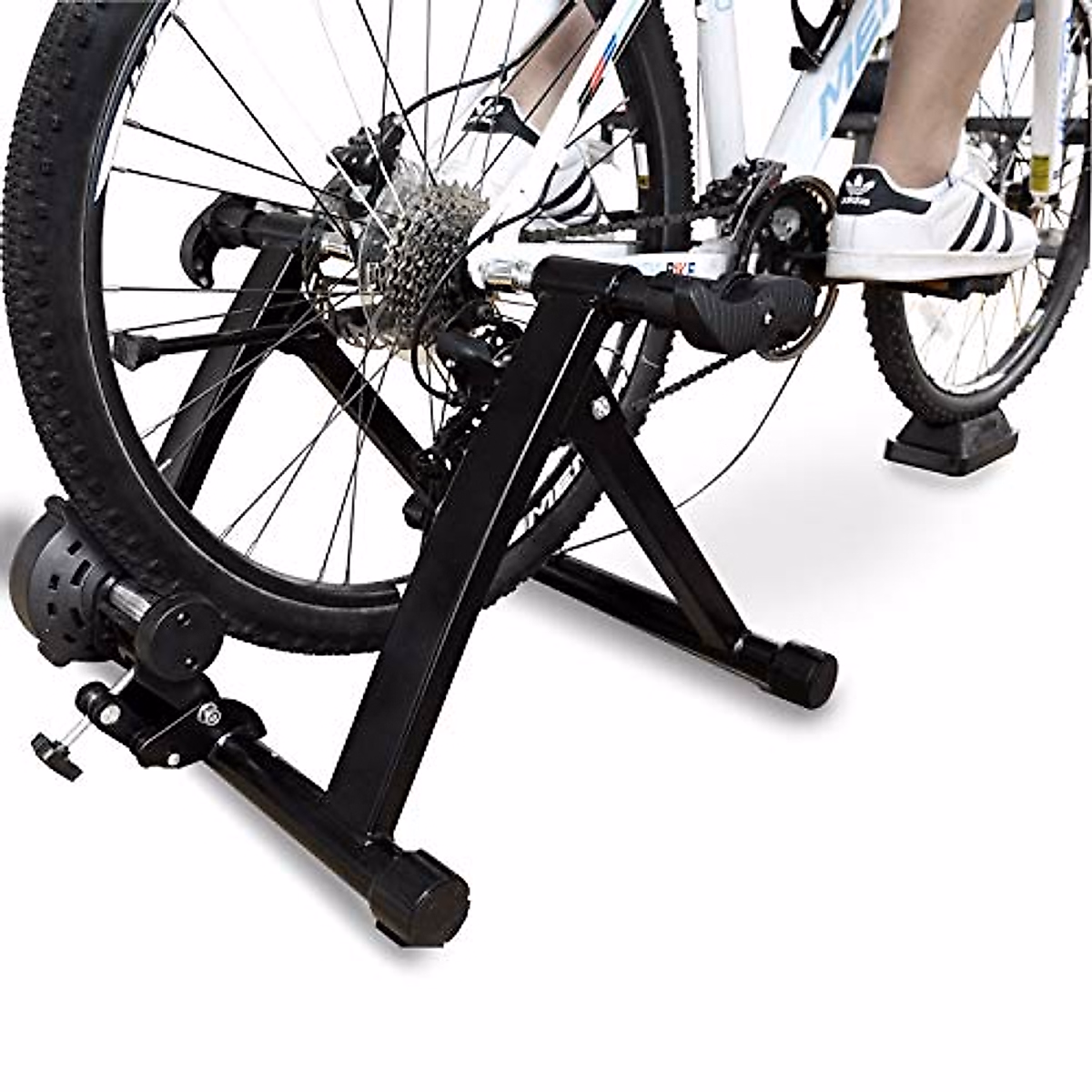 Signature Fitness Bike Trainer Stand Steel Bicycle Exercise Magnetic Stand with Front Wheel Riser Block, Black Classic