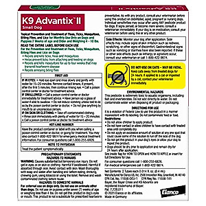 K9 Advantix II Small Dog Vet-Recommended Flea, Tick & Mosquito Treatment & Prevention | Dogs 4-10 lbs. | 2-Mo Supply