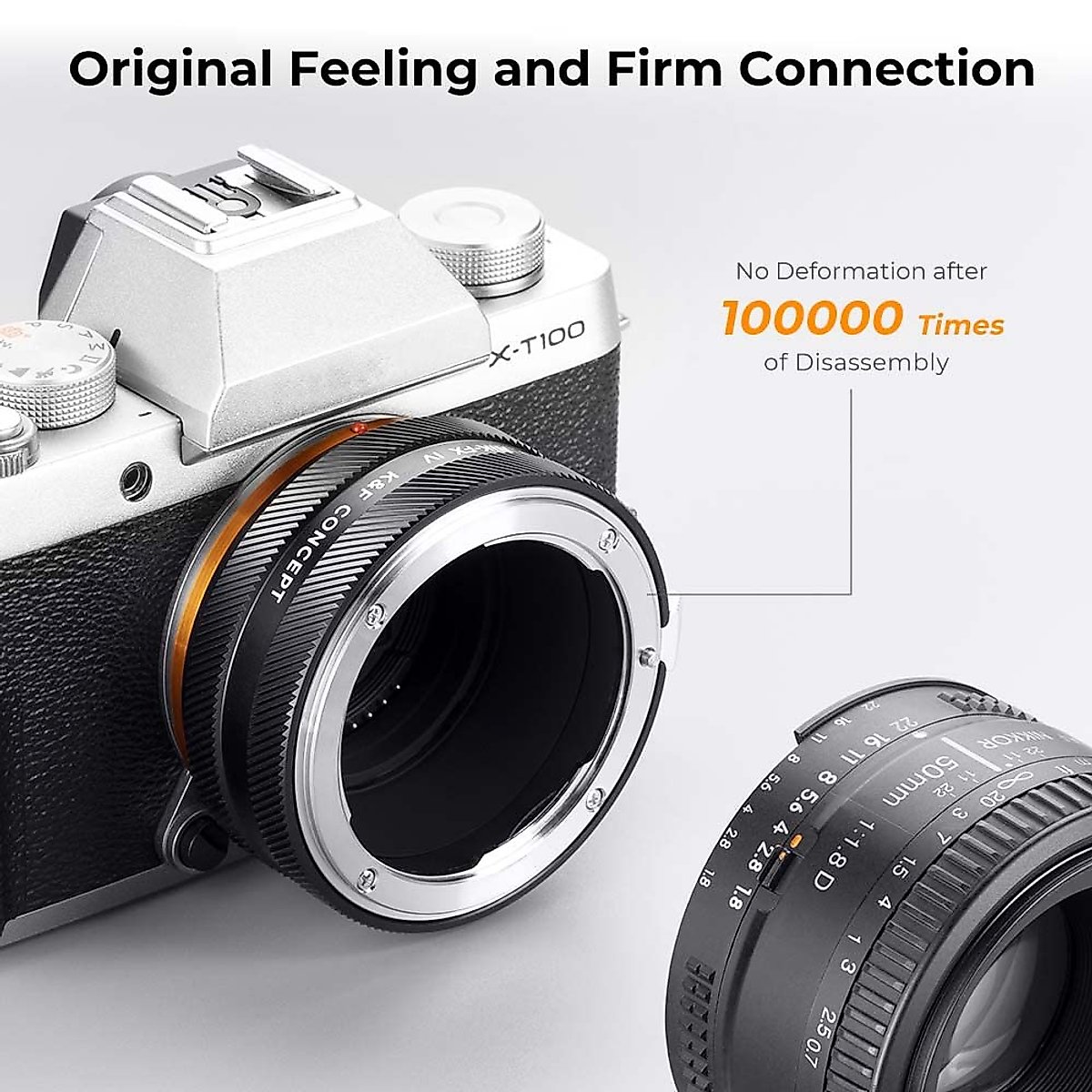 K&F Concept IV PRO NIK-FX Lens Mount Adapter with Aperture Control Ring, Compatible with Nikon F Series Lens to Fujifilm Fuji X-Series X FX Mount Cameras with Matting Varnish Design