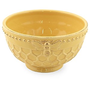 Boston International Embossed Stoneware Cereal/Small Serving Bowl, 5.5 x 3-Inches, Honeycomb