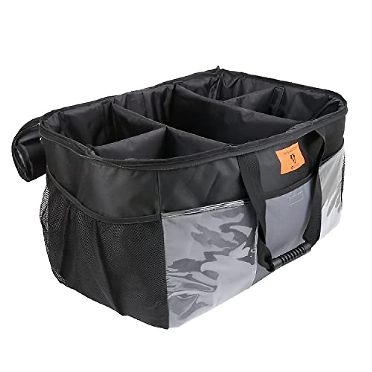 KevianClean Heavy Duty Car Trunk Bag and Trunk Organizer Bag With Full Zip Lid Top, Anti Slide Feet, Removable Dividers. Store and Transport Groceries, Tools, Auto Supplies, Household Goods