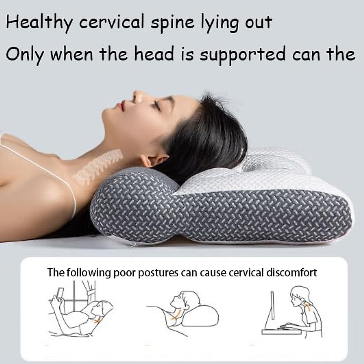 Baekiss Ergonomic Pillow, Super Ergonomic Pillow for Neck and Shoulder Pain Neck Pillows for Pain Relief Sleeping Shoulder (Cylindrical Gray 1Pcs, 29 * 19 in)