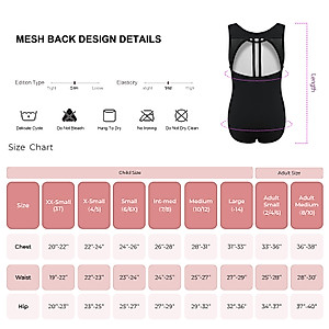 Phineein Girls Sleeveless Ballet Gymnastics Leotards - Kids Athletic Crisscross Mesh Back Dancewear Unitards (10-12Y, Black)