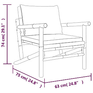 VRAXO 3 Piece Patio Lounge Set with Cream White Cushions Bamboo,Outdoor Furniture Sets-57.2lbs