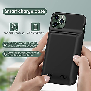 NEWDERY Battery Case for iPhone 11 Pro Max, 10000mAh Portable Protective Charging Case Extended Rechargeable Battery Power Bank for 6.5 Inch iPhone 11 Pro Max (Black)