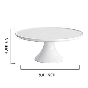 9-Inch Porcelain Cake Stand, Round Dessert Stand, Cake Stand for Dessert Table, White Round Ceramic Dessert Display Stands Cupcake Holder, Cupcake Stand for Wedding, Birthday Party, Baby Shower
