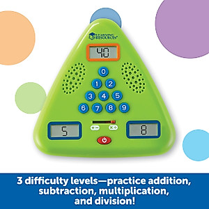 Learning Resources Minute Math Electronic Flash Card, Homeschool, Early Algebra Skills, 3 Difficulty Levels, Ages 6+