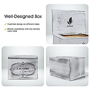 300 PCS Wooden Dryer Sheet Dispenser with Hinged Lid,Farmhouse Rustic Softener Holder,High Capacity Laundry Container Storage Box Cover for Cute Home Laundry Room Decor and Accessories