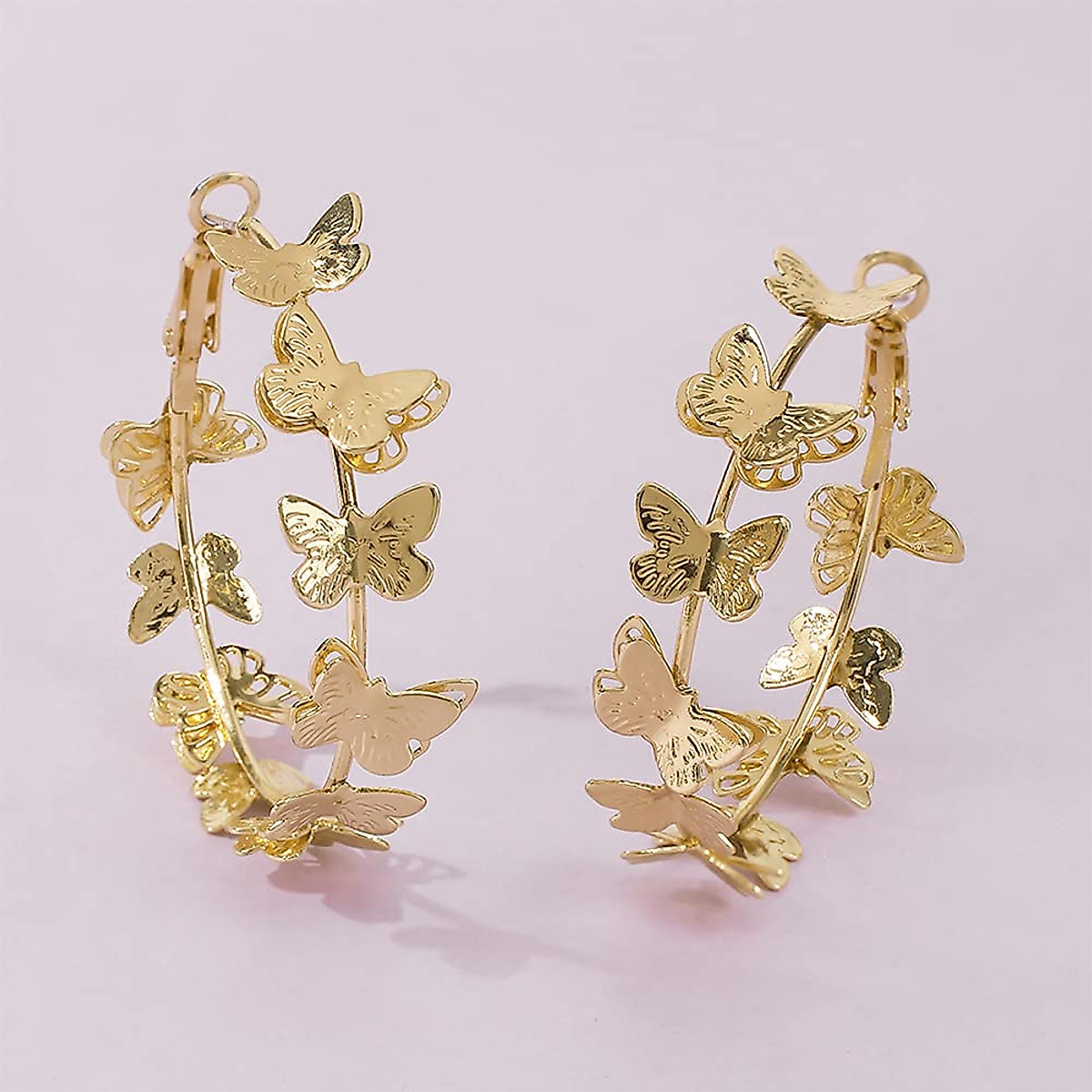 Big Hoop Butterfly Earrings for Women , Gold Monarch Butterfly Earrings , Gift Butterfly Party or Daily Wear (Party butterfly gold)