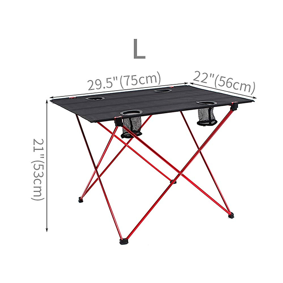 Outry Lightweight Folding Table with Cup Holders, Portable Camp Table (L - Unfolded: 29.5" x 22" x 21")