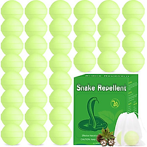 36 Pack Snake Repellent for Yard, Powerful Outdoor & Indoor Snake be Gone for Garden Lawn, Natural Snake Repellent Moth Balls for Outdoor Camping Fishing, Effective Repels Snakes Pets Safe Balls Green