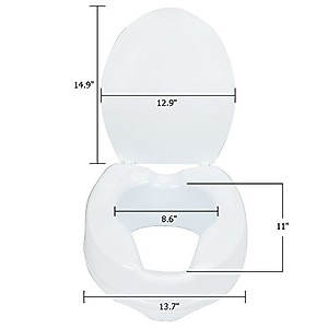 Ochine 4 Inch Raised Toilet Seat with Cover High Elevated Toilet Seat Locks onto Most Toilets Portable Raised Toilet Seat Portable Assistance Commode Seat Toilet Safety Seat (Ship from USA)
