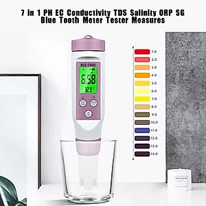 Viprh 7 in 1 PH EC Conductivity TDS Salinity ORP SG BT Meter Tester Measures