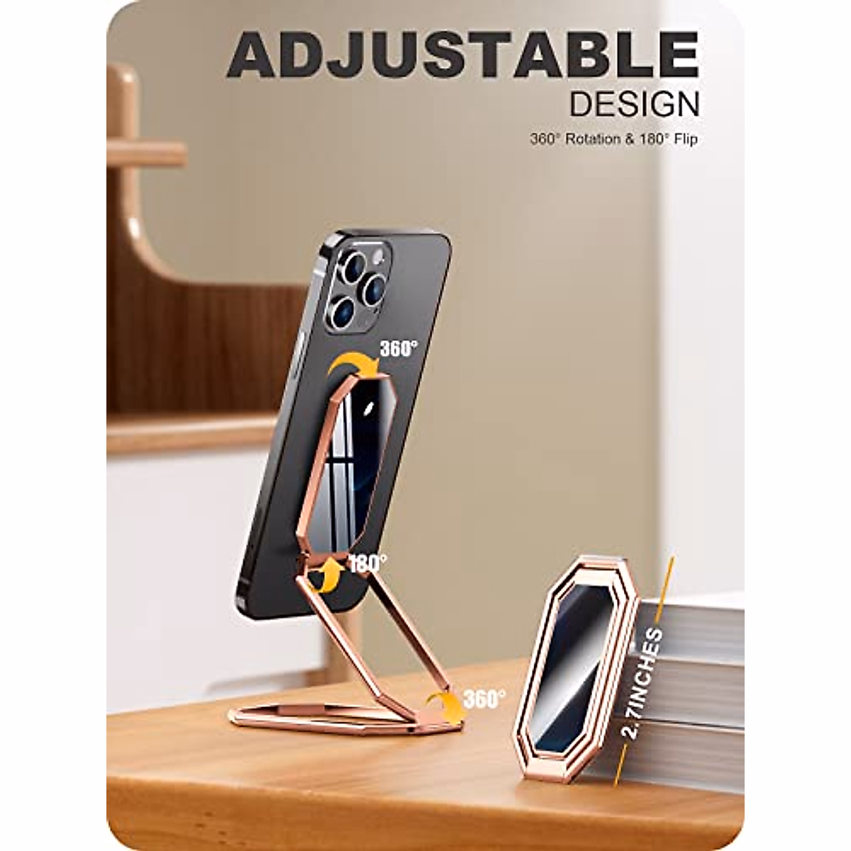 A-LuGei【Foldable & Adjustable】 Cell Phone Ring Holder Finger Kickstand, Magnetic Phone Grip, Phone Stand for Back of Phone Case, Cell Phone Holder for Hand, iPhone Ring Holder Grip Phone Kickstand