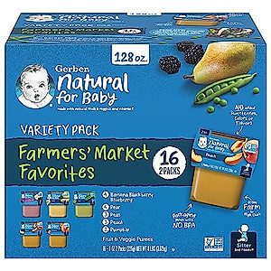 Gerber Baby Food, 2nd Foods, Farmers' Market Favorites, Fruit & Veggies Purees, Variety Pack (16 2-Packs)