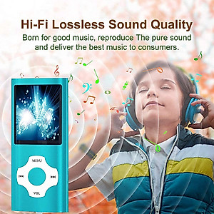 MP3 Player / MP4 Player, Hotechs MP3 Music Player with 32GB Memory SD Card Slim Classic Digital LCD 1.82'' Screen Mini USB Port with FM Radio, Voice Record (Blue)