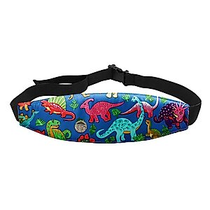 AFPANQZ Cute Dinosaur Baby Car Seat Head Support Adjustable Head Band Strap Holder Stroller Neck Relief Strap Headrest Stroller Carseat Sleep Positioner Kids Babies Toddlers Washable Blue Colored