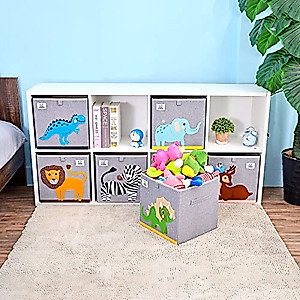 CLCROBD Foldable Animal Cube Storage Bins Fabric Toy Box/Chest/Organizer for Toddler/Kids Nursery, Playroom, 13 inch (Dinosaur T-Rex)