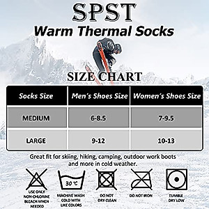 SPST Skiing Snowboarding Warm Thermal Socks, Women Fuzzy Adult Heated Stocking Hot Thick Insulated Cozy Outdoor Cold Weather Soft Fleece Comfy Adorable Funny Crew Floor Slipper Socks, 1 Pair Grey M
