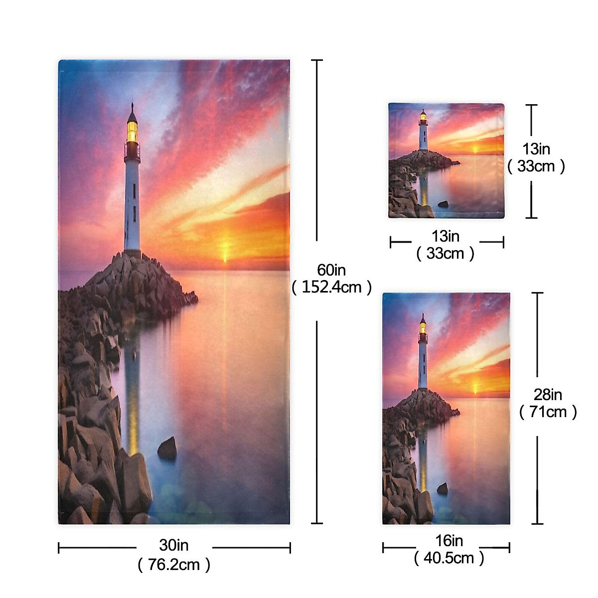 Flradish Lighthouse Towels 3 Pack Bath Towels for Bathroom Set Soft Cotton Highly Absorbent Lightweight & Quickdry Towel Set 1 Bath Towel,1 Hand Towel,1 Washclothe