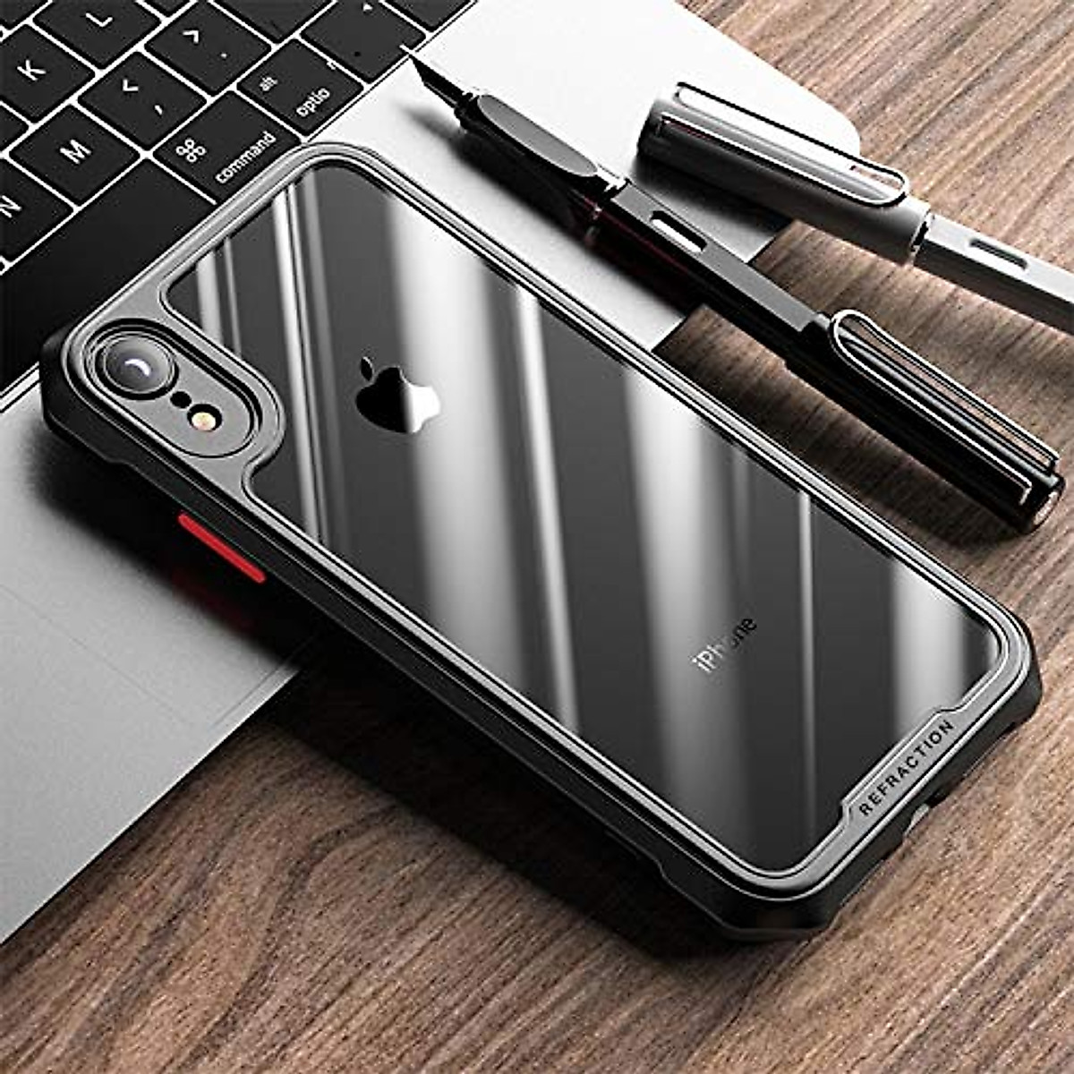 TENOC Phone Case Compatible for iPhone XR Case, Clear Back Cover Bumper Cases for XR 6.1-Inch, Black