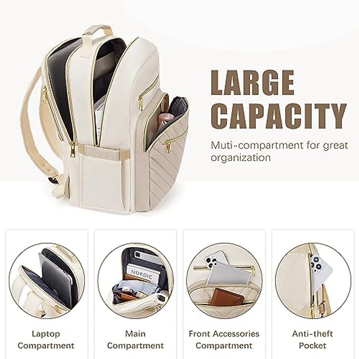 BOSTANTEN 15.6 Inch Laptop Backpack for Women- College Teacher Computer Bag Travel Backpack Purse with USB Charging Port