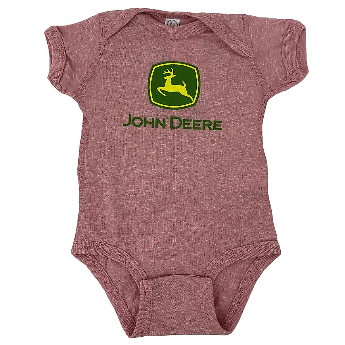 John Deere Baby Girl Short Sleeve Bodysuit with Large Logo-Mauvelous-06M