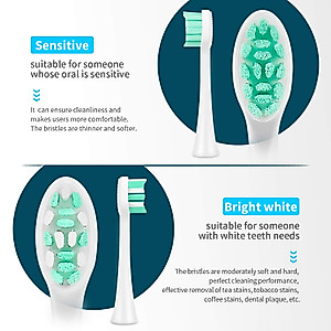 Suitable for all electric toothbrush handles of Uliber,3 Soft DuPont Replacement Brush Heads-Includes 1 Bright white,1 Deep cleaning&1 Sensitive Clean,Soft silicone tongue coating brush