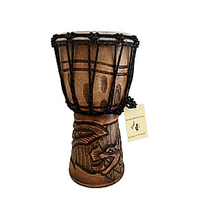 Djembe Drum Solid Wood Deep Carved Bongo Congo African Drum - 12" HIGH MED SIZE - Professional Quality - NOT MADE IN CHINA - JIVE BRAND (Dragon)