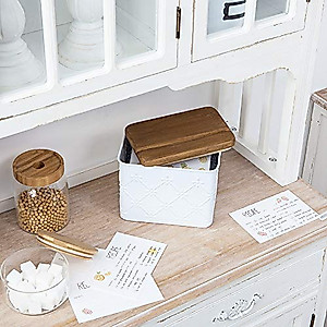 NIKKY HOME 4x6 Kitchen Metal Recipe Organization Box with Cards and Dividers, Floral Embossing Pattern