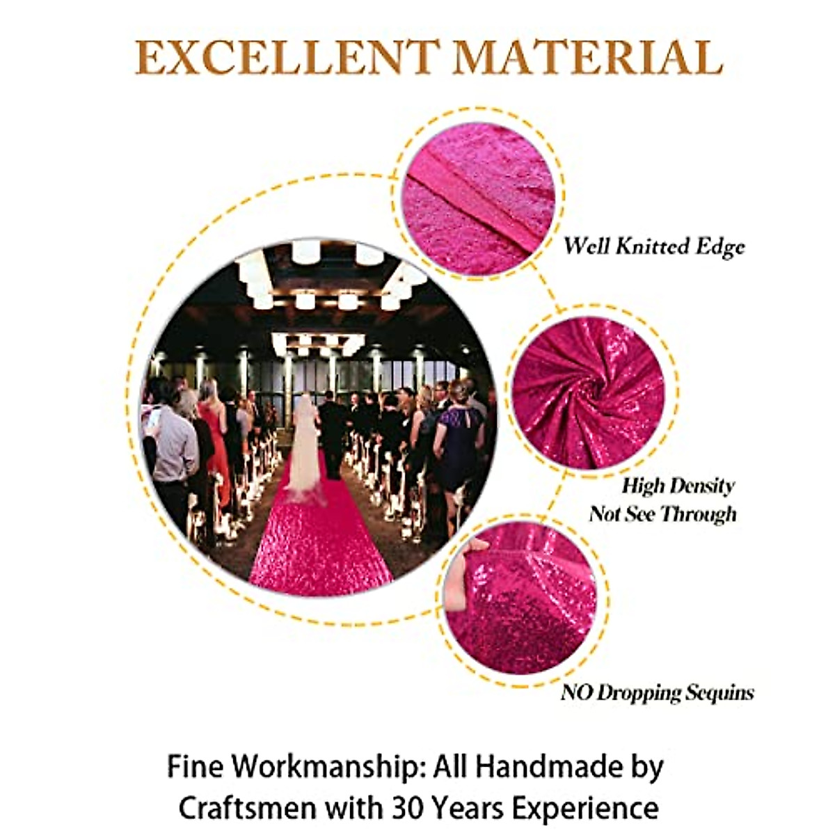 Aisle Runners for Weddings Hot Pink 2FTx15FT Sequin Aisle Runner Fuchsia Bridal Aisle Runner 15FT Carpet Runner Outdoor Aisle Runner for Wedding Ceremony