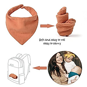 Konssy Muslin Baby Bibs 8 Pack Baby Bandana Drool Bibs 100% Cotton for Unisex Baby, 8 Solid Colors Set for Teething and Drooling