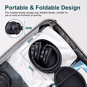 FALWEDI Active Noise Cancelling Headphones Apt-X CVC8.0 48H Music Playtime Wireless Bluetooth Headphones with Microphone Type-c Fast Charging Deep Bass Over Ear Headset for Travel/Work, Black