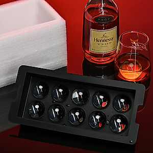 Sphere Clear Ice Cube Tray - Crystal Clear 1.7 Inch Ice Ball Maker,10 Silicone Round Ice Cubes Mold for Whiskey and Cocktail