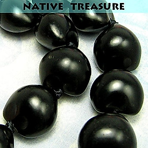 Native Treasure - 32" Mens and Womens Genuine Smooth Glossy Black Kukui Nut Necklace Lei Derived from the Lumbang Tree From the Philippines