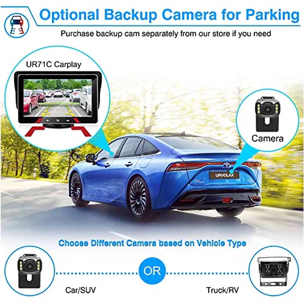 URVOLAX Wireless Portable Car Stereo Carplay Audio Receiver Compatible with Apple Android Auto System,7" HD Touch Screen Car Play with Bluetooth WiFi GPS Navigation FM Radio MirrorLink Voice Control