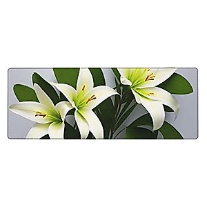 Lily Flowers Mouse Pads for Laptop and PC, 11.8"x31.5" Mouse Pad for Office and Cute Gaming Pads.