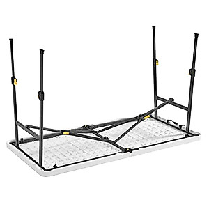 Living and More 4ft Height Adjustable Half Folding Table with Carrying Handle, Easy Folding and Storage, Indoor Outdoor Use, White