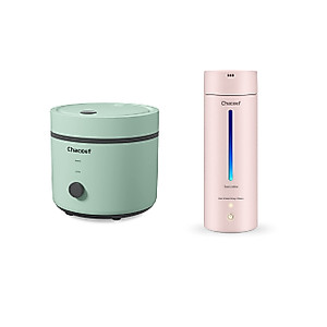 CHACEEF Rice Cooker 3-Cups Uncooked, Green & CHACEEF Travel Electric Kettle, Pink