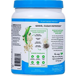 Orgain Organic Vegan Protein Powder + Oat Milk, Vanilla Bean - 20g Plant Based Protein, Gluten Free, Soy Free, Low Sugar, Non GMO, Kosher - 1.05lb