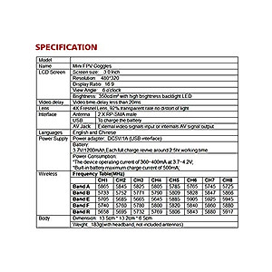 5.8Ghz FPV Goggles, ARRIS VR-009 Video Headset 5.8G 40CH HD 3 Inch 16:9 Display Mini FPV Goggles for FPV Quadcopter Drones … …