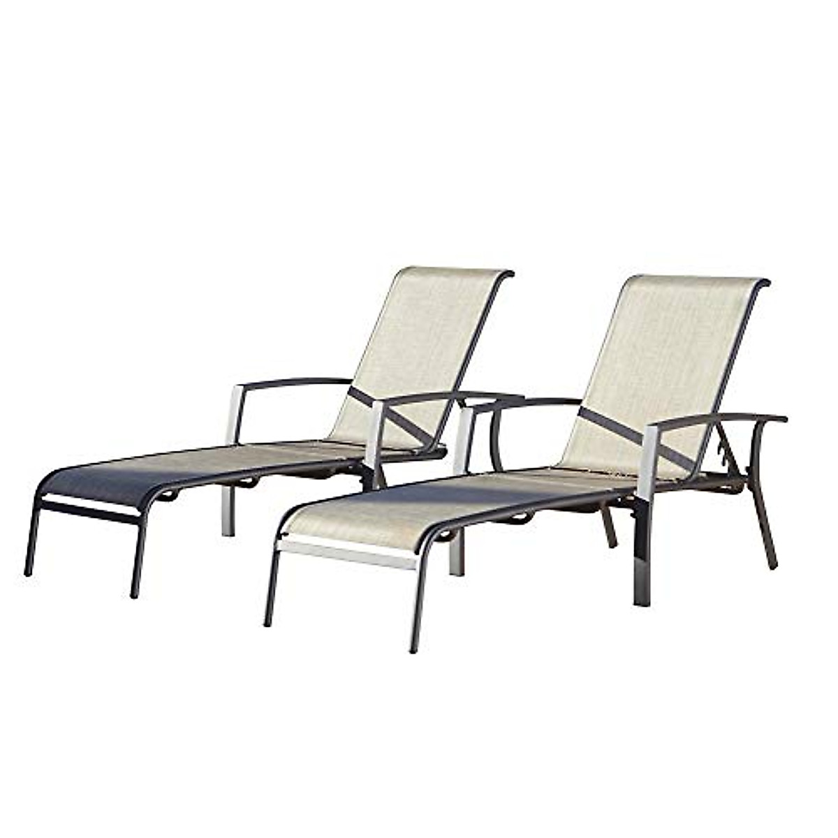 Cosco Outdoor Chaise Lounge Chair, Adjustable, 2 Pack, Dark Brown