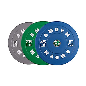 AMGYM Color Olympic Bumper Plate, Weights Plates, Bumper Weight Plate, Steel Insert, Strength Training(160lb set)