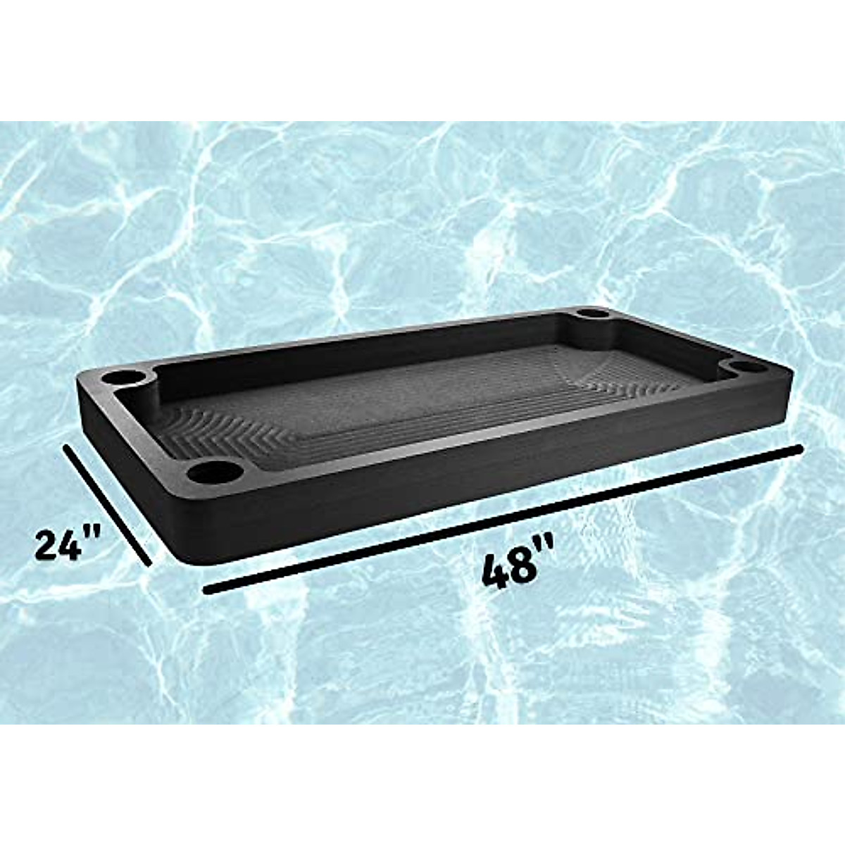 Polar Whale Large Floating Bar Table Serving Buffet Tray Drink Holders Swimming Pool Beach Party Float Breakfast Lounge Refreshment Durable Black Foam UV Resistant with Cup Holders 24 x 24 Inches