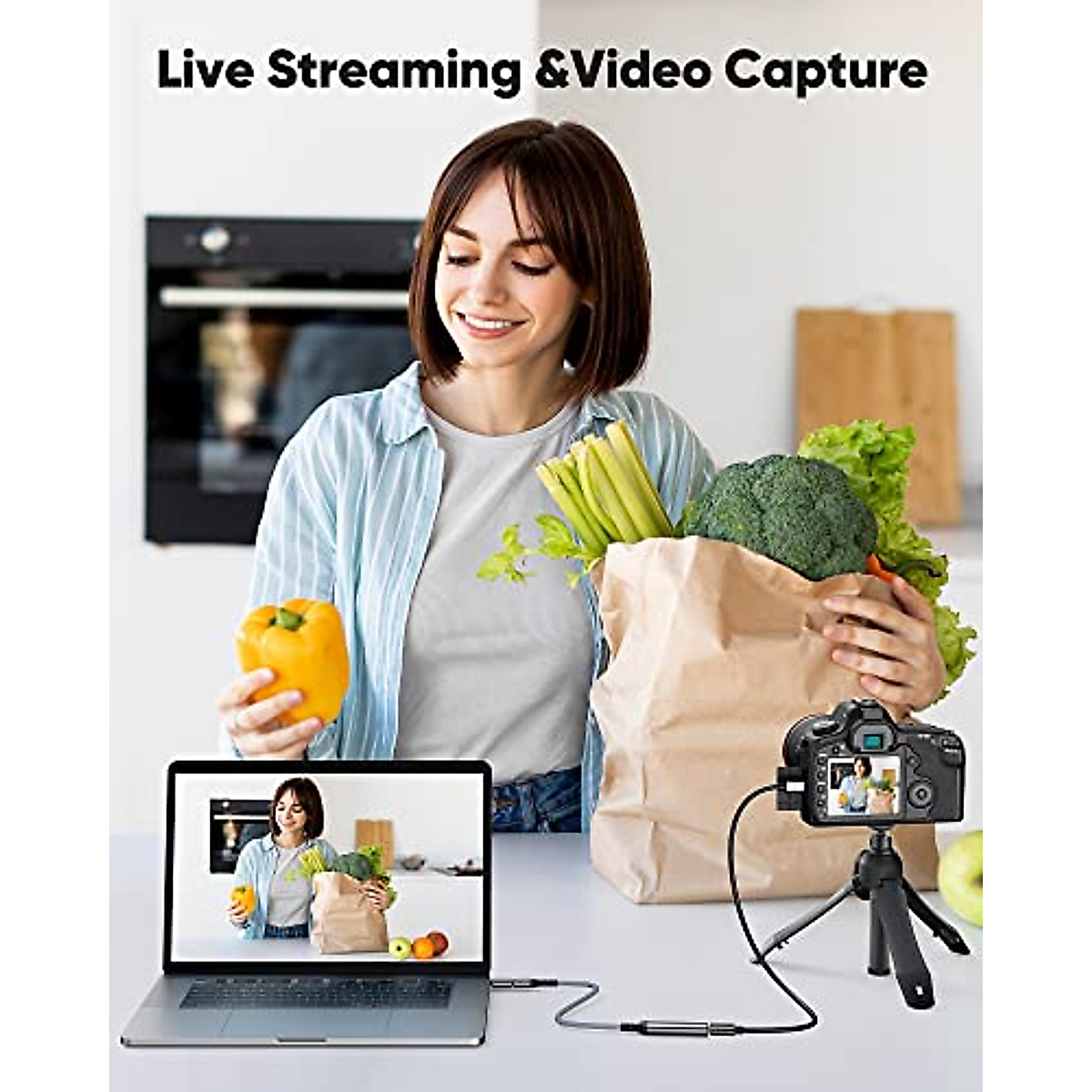 HDMI Video Capture Card, Highwings Cam Link 4K HDMI to 1080P 60FPS USB 3.0/C Video Record Capture Device, USB Video Capture for Streaming Recording Teaching Gaming Switch PS5/4 Xbox OBS PC, Grey