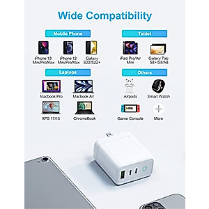 USB C Wall Charger, 65W 3-Port GaN Charger, PPS PD3.0 Fast Charging Block Foldable, Hurple 65W USB C Charger for MacBook Air Pro, iPhone 13, Galaxy S22, Note 20, iPad Pro, Airpods, Watch and More