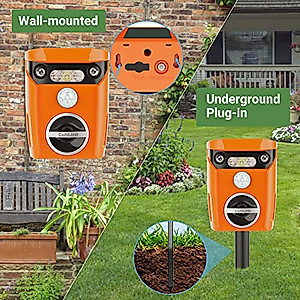 Careland Ultrasonic Deer Repellent Solar Animal Repeller Outdoor Cat Repellent Motion Activated with LED Flashing Light,Keep Animals Deer Raccoon Foxes Dogs Away from Lawn and Garden