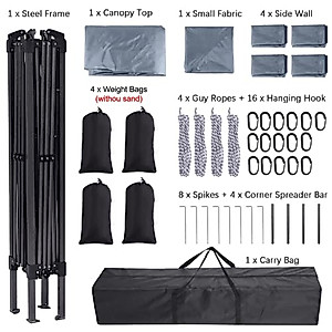 Gazebo, CBBPET 11'x 11' Pop Up Gazebo with Mosquito Netting, Outdoor Canopy with Double Roof Tops and 121 Square Feet of Shade for Patio, Group Gatherings, Camping Shelter (Gray)